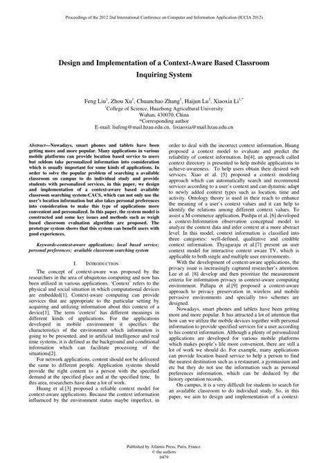 pdf design and implementation of a context aware based classroom inquiring system
