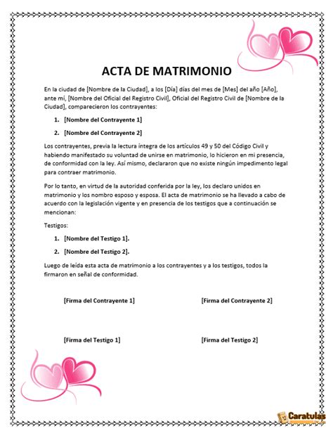 Acta De Matrimonio Falsa Para Llenar Descarga Gratis