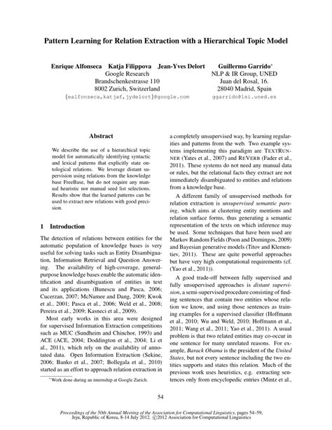 pdf pattern learning for relation extraction with a hierarchical topic model