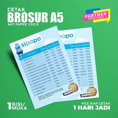 Jual CETAK BROSUR FLYER A5 1 SISI ART PAPER 150 GSM Shopee Indonesia