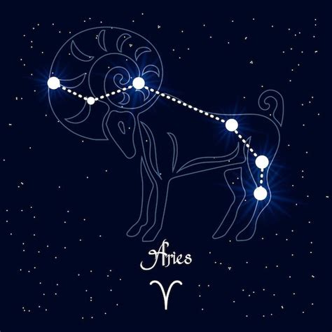 Aries Zodiac Constellation On Cosmic Universe Background