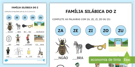 Atividade a Família Silábica do Z teacher made