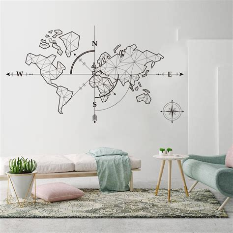 Du A Mapa Wiata Kompas Ziemi Naklejki Cienne Klasie Mapa Wiata