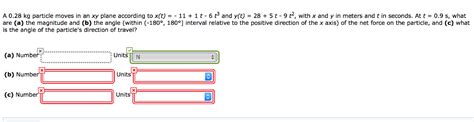 solved a 0 28 kg particle moves in an xy plane according to