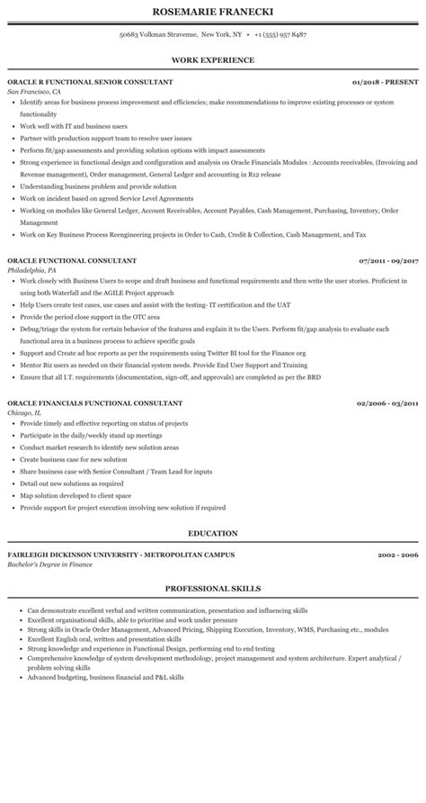 Oracle Functional Consultant Resume