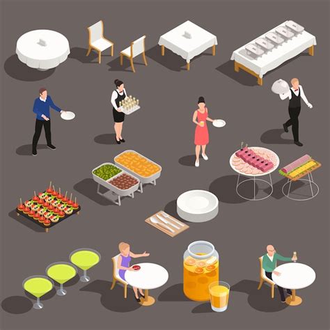 Premium Vector Events Celebrations Catering Service Isometric Set