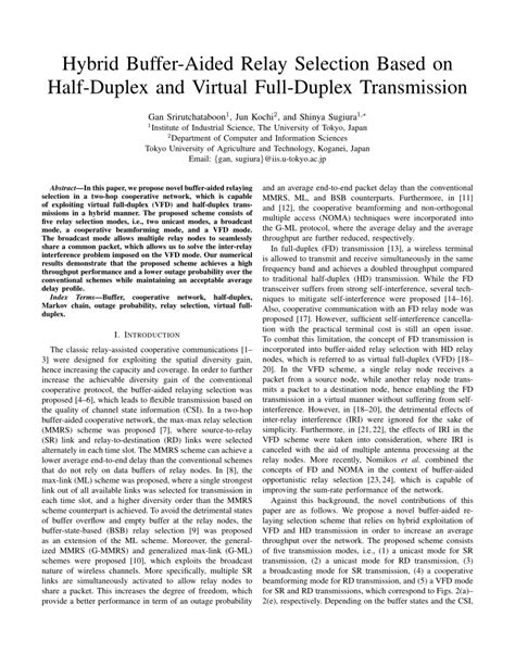 pdf hybrid buffer aided relay selection based on half duplex and virtual full duplex transmission