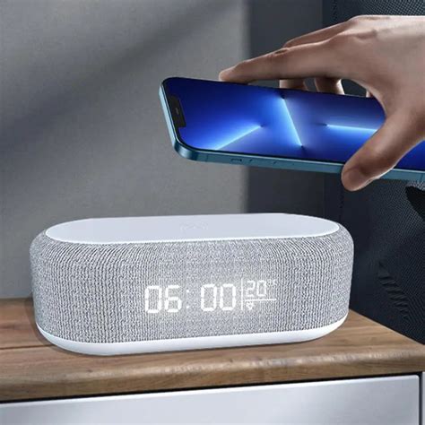 Despertador De Carregamento Sem Fio Display LED Regul Vel Alarme De