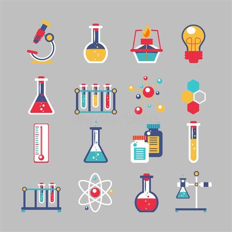 Sistema Del Icono Del Vector De La Química Iconos Aislados Negros De La