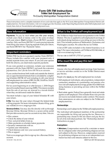OR Form OR TM Instructions 2019 Fill Out Tax Template Fill Out