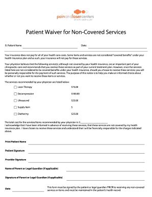 Fillable Online Patient Waiver For Non Covered Services Fax Email Print