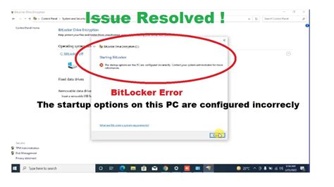 Bitlocker Error The Startup Options On This Pc Are Configured