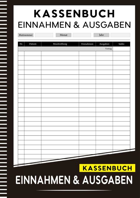 Kassenbuch Einnahmen und Ausgaben buch Perfekt für Selbständige