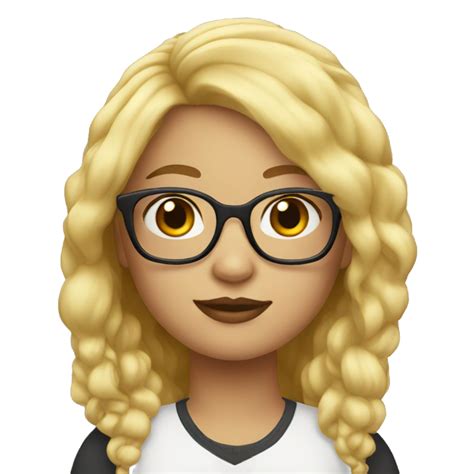 Big Girl Blonde Hair Glasses Green Eyes Straight Hair Ai Emoji Generator
