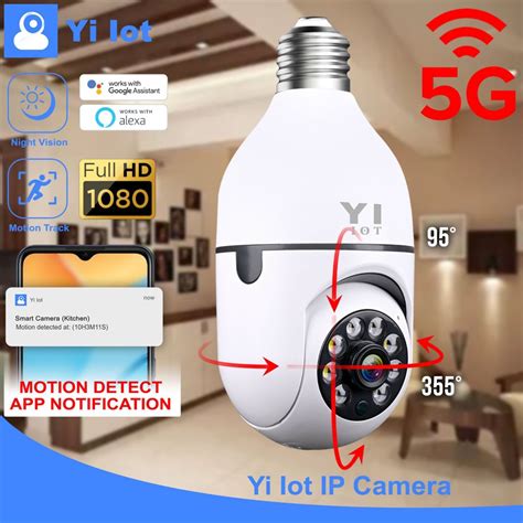 5G IP Camera Bulb Cam PTZ Wireless CCTV 1080p Auto Track Security With