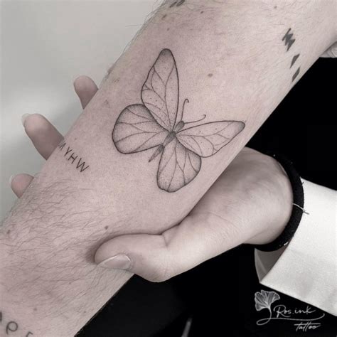 Fine Line Butterfly Tattoo Avantgarde Tattoo Barcelona