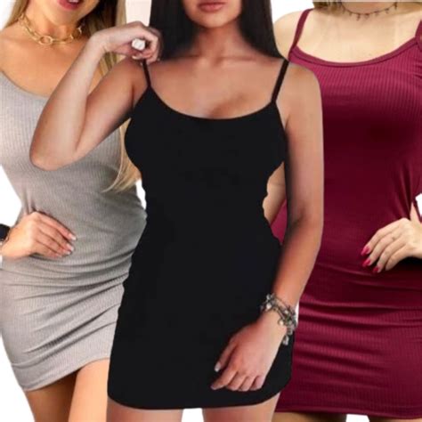Kit Vestido Feminino Canelado De Alcinha Tubinho Colado Moda Gringa