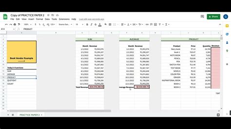 Google Sheet TIPS TRICKS SUM AVERAGE PRODUCT QUOTIENT COUNT