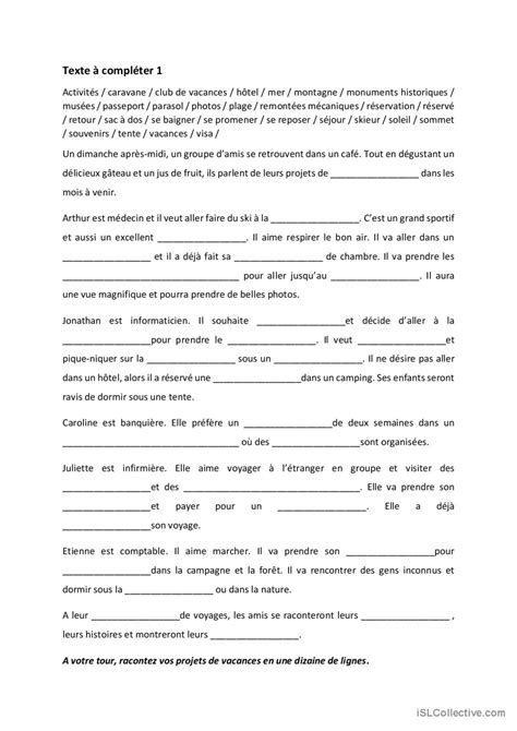 Ft Tourisme Vacances Voyages Vocabul Fran Ais Fle Fiches Pedagogiques