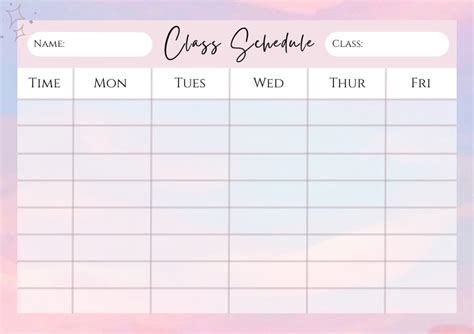 Pastel Class Schedule Template Timetable Template School Timetable