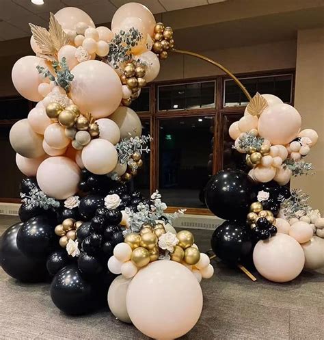 Black Ivory Silver Balloon Garland Kit Double Stuffed Pastel Blush