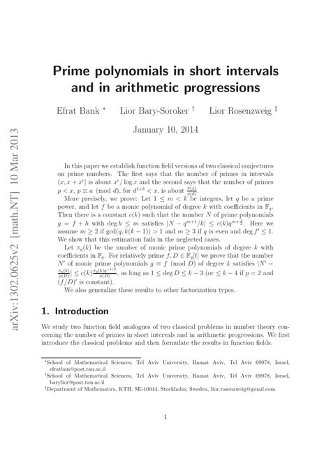 pdf prime polynomials in short intervals and in arithmetic progressions