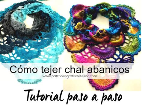 Cómo tejer chal de abanicos Tutorial Crochet Crochet y Dos agujas