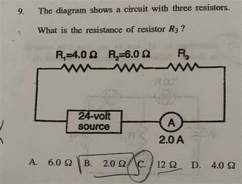 Solved The Diagram Shows A Circuit With Three Resistors What Is
