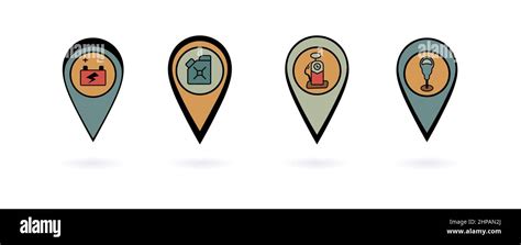 Set Of Vector Pins With Location Icons Colored Pointers For Route