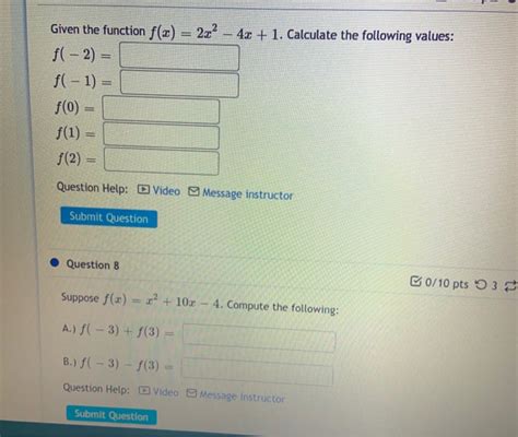 solved given the function f x 2x2 4x 1 calculate the