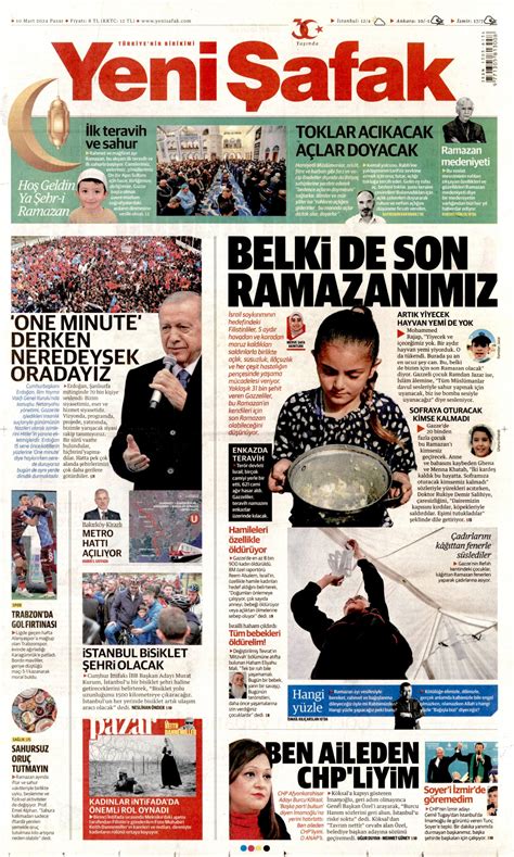 Yeni Şafak Gazetesi Yeni Şafak Manşet Oku Haberler 10 Mart 2024