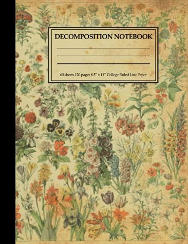 Decomposition Notebook Vintage Flower Journal College Ruled Notebook