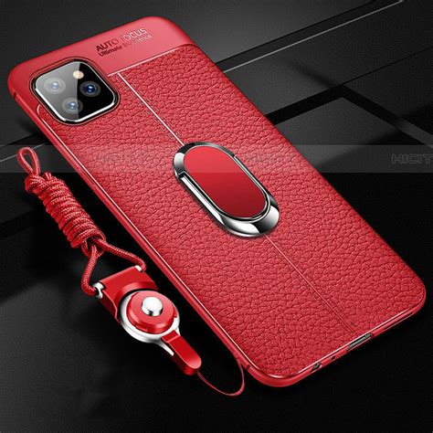 Coque Silicone Gel Motif Cuir Housse Etui Avec Support Bague Anneau
