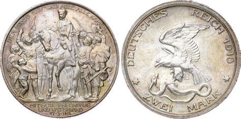 Preußen 2 Mark 1913 Wilhelm II 1888 1918 Feine Patina Winz Kratzer