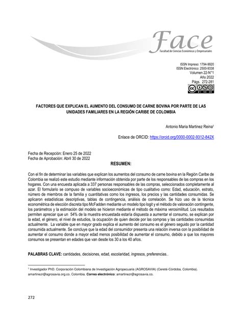 Pdf Factores Que Explican El Aumento Del Consumo De Carne Bovina Por