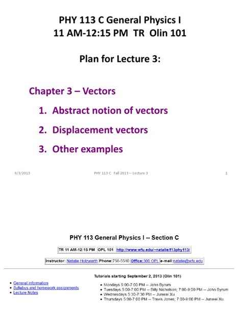 phy 113 c general physics i 11 am 12 15 pm tr olin 101 plan for lecture 3 pdf trigonometric