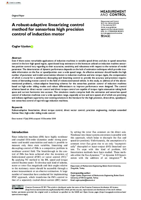 pdf a robust adaptive linearizing control method for sensorless high precision control of