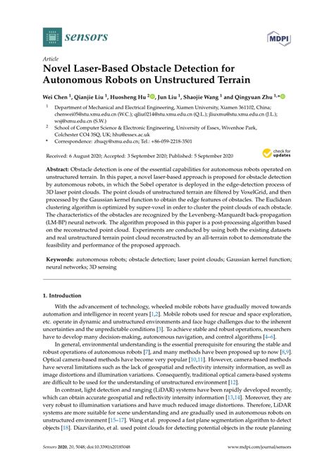 pdf novel laser based obstacle detection for autonomous robots on unstructured terrain