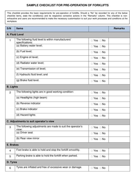 24 Free Printable Forklift Inspection Checklist Templates Sample PDF