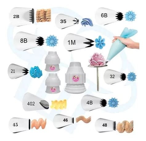 Kit 17 Peças Bicos Para Confeitar Inox Sem Emendas Wilton