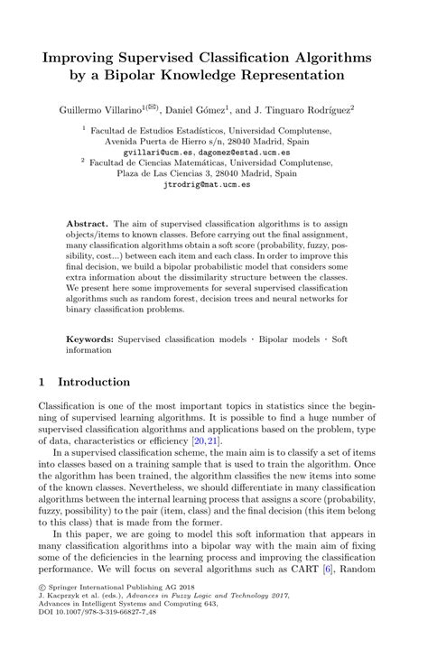 pdf improving supervised classification algorithms by a bipolar knowledge representation