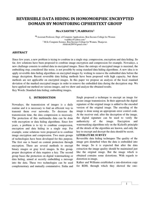 reversible data hiding in homomorphic encrypted domain by monitoring ciphertext group pdf