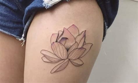 Flor De Loto Tatuaje Mujer Pierna
