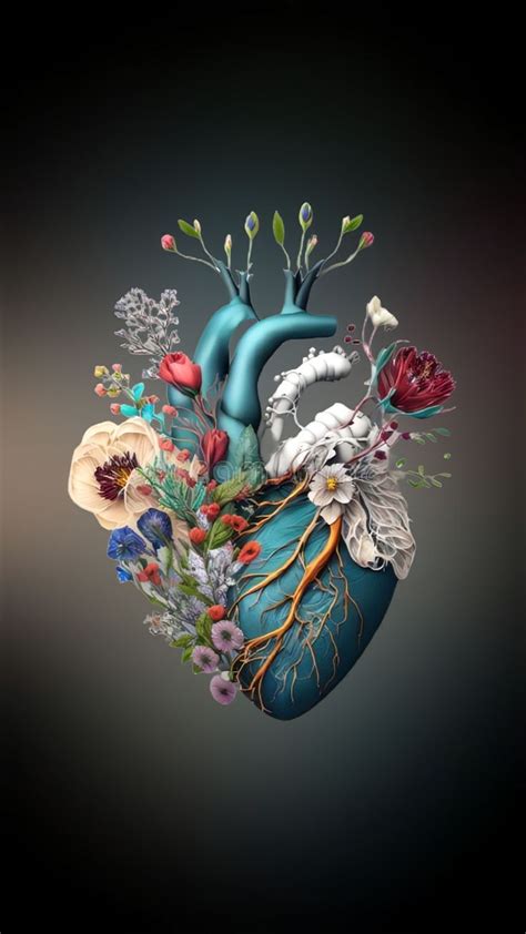Anatomical Floral Heart In Iphone Wallpaper Geometric Art
