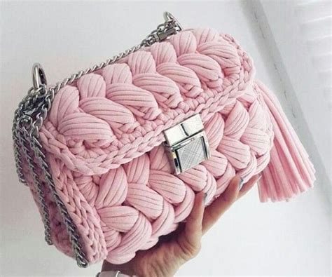 Bolsa De Croch Em Fio De Malha Rosa Bolsa De Croch Fio De Malha