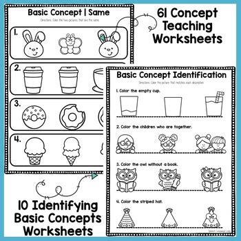 Basic Concepts For Speech Therapy Worksheets And Flashcards TPT