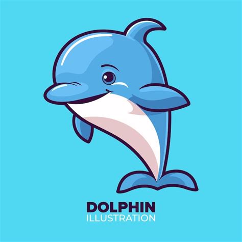 Lindo icono de dibujos animados de delfín ilustración estilo vectorial