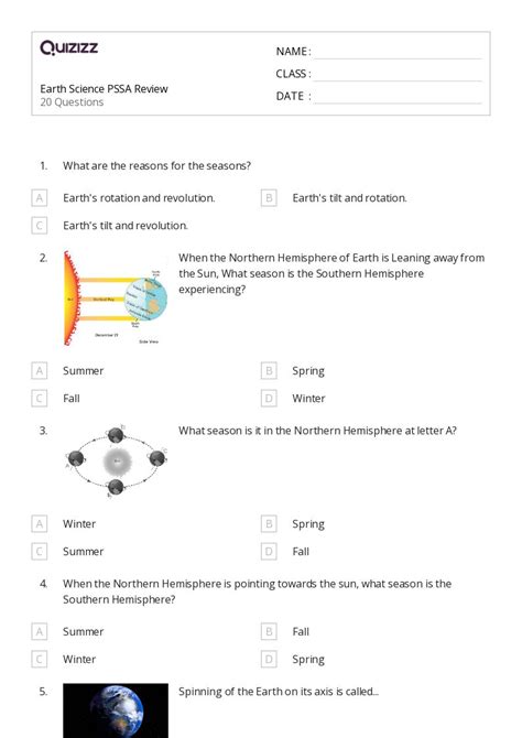 Earth Space Science Worksheets For Th Grade On Quizizz Free