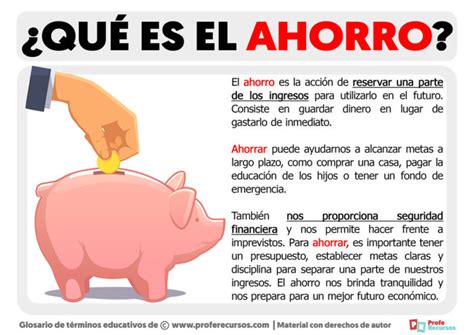 Qué es el Ahorro Definición de Ahorro