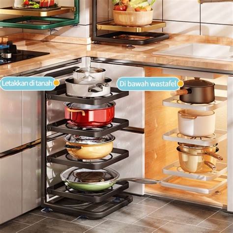 Jual Rak Panci Gantung Stainless Tempat Organizer Talenan Tutup Susun